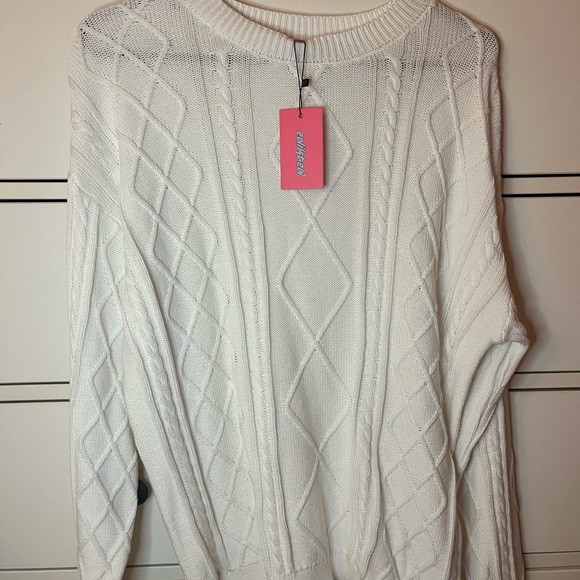 Edikted | Sweaters | Edikted White Crew Neck Cable Knit Sweater | Poshmark